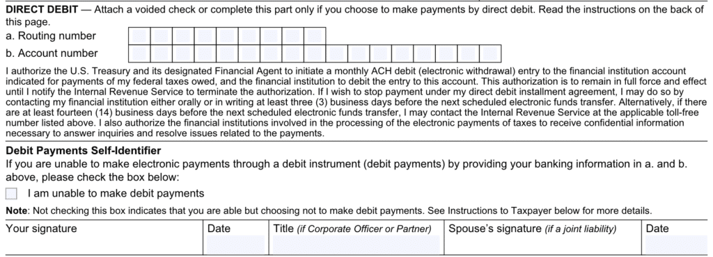 How to Complete IRS Form 433-D Direct Debit Installment Agreement